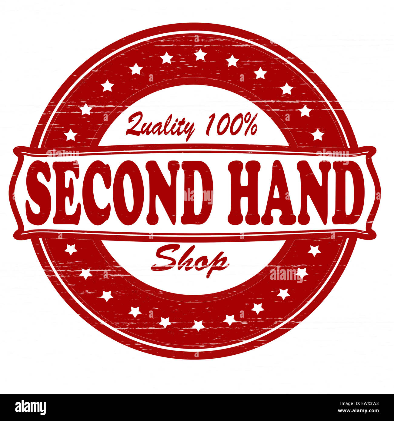 Stamp with text second hand shop inside, illustration Stock Photo - Alamy