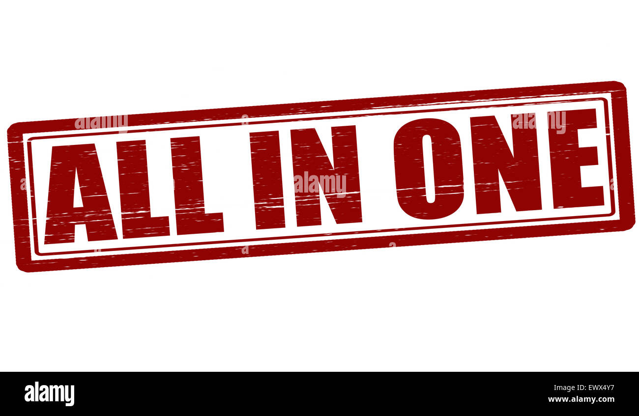 Stamp with text all in one inside, illustration Stock Photo - Alamy