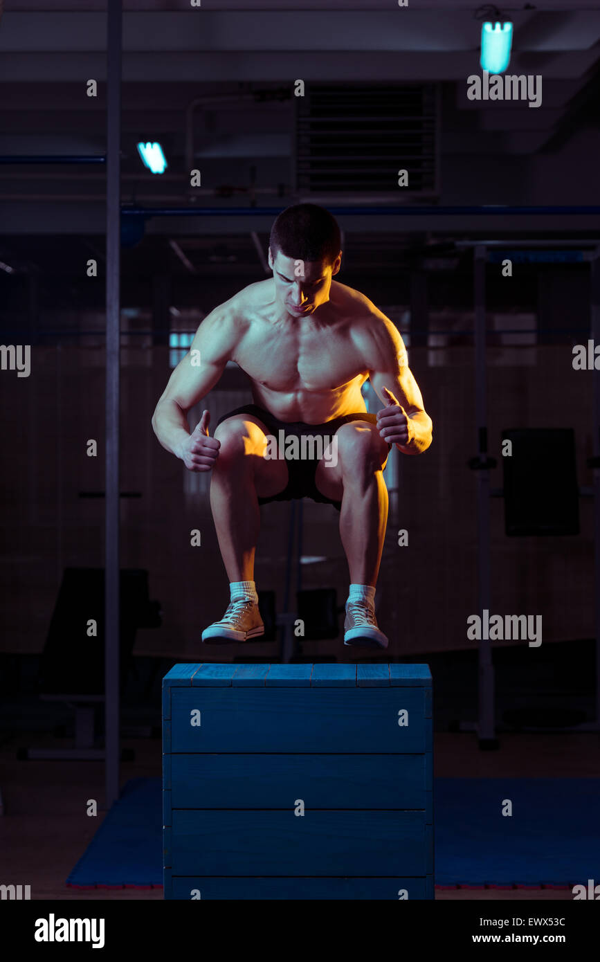Man Doing Box Jump Stock Photo - Alamy