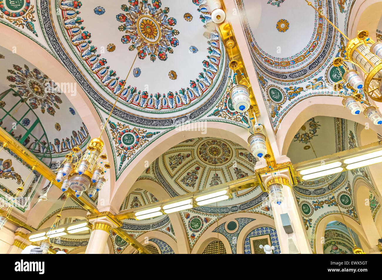 MEDINA, SAUDI ARABIA - MARCH 8, 2015 : View of Interior of Masjid ...