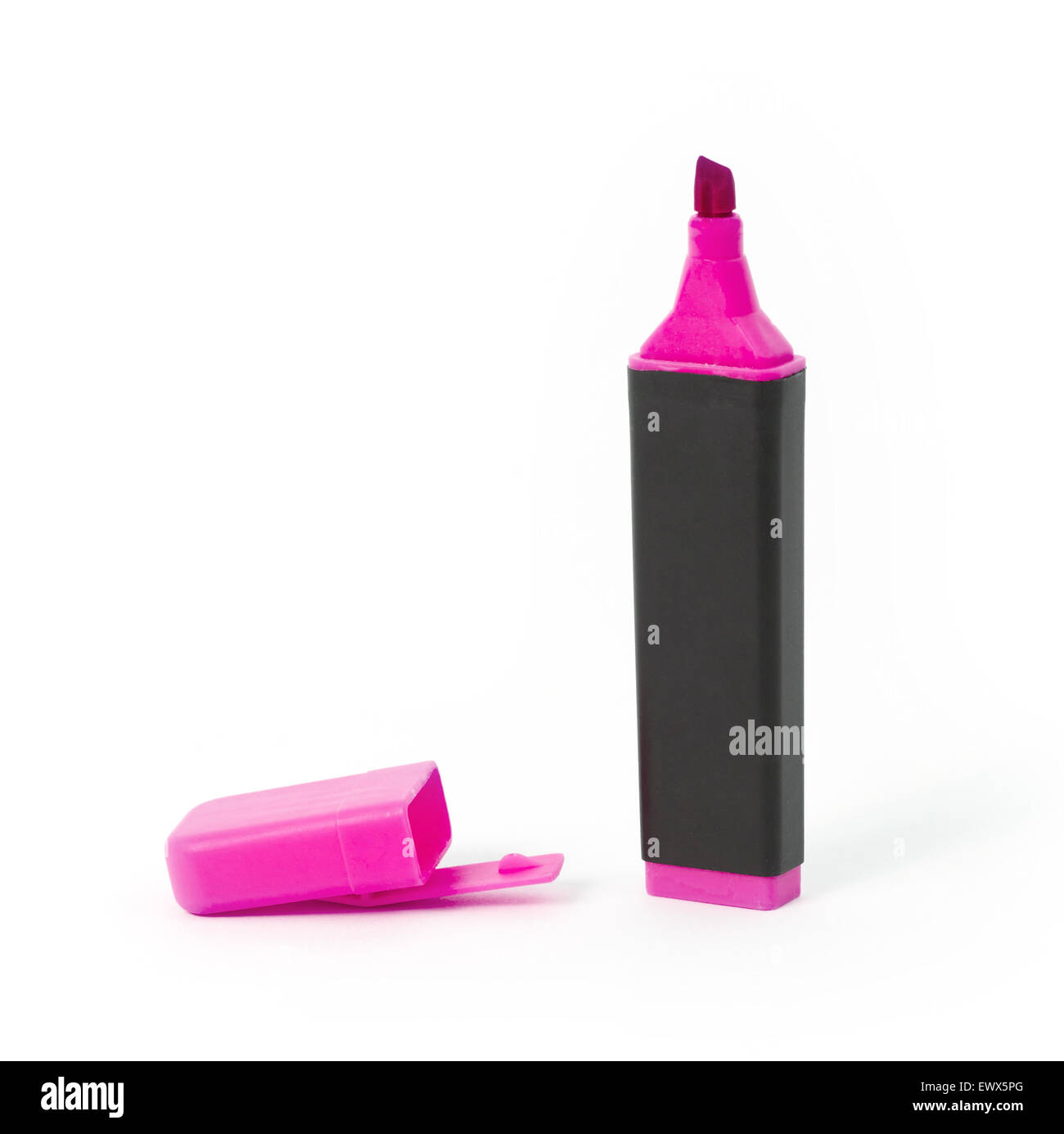 Pink highlighter isolated over a white background Stock Photo - Alamy