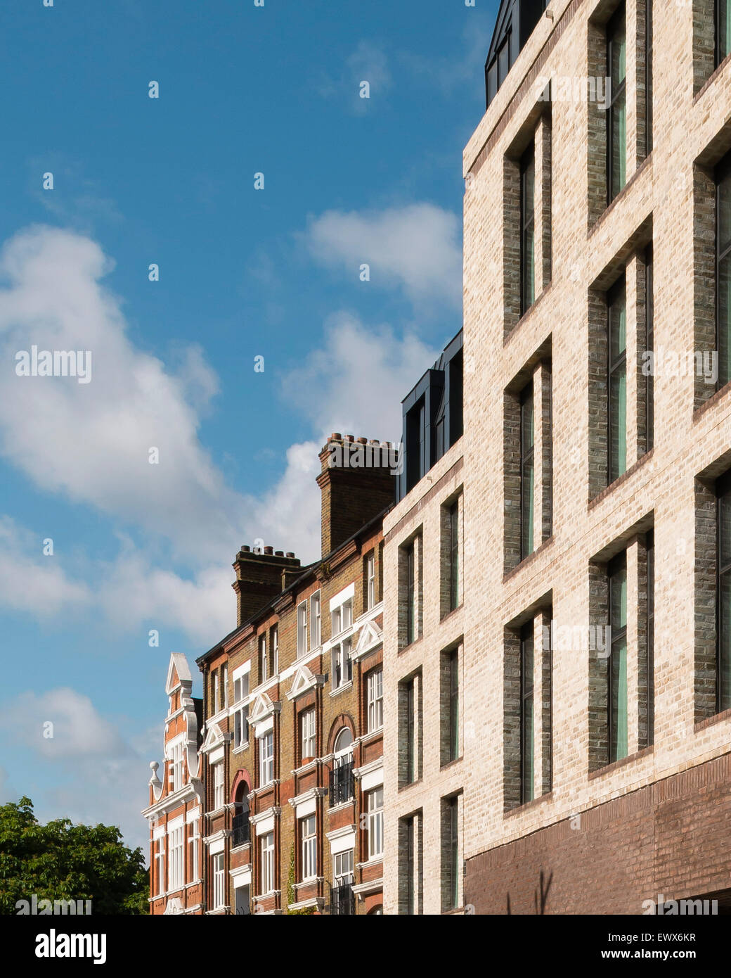Contrasting facades. Spring Mews Student Living, London, United Kingdom ...