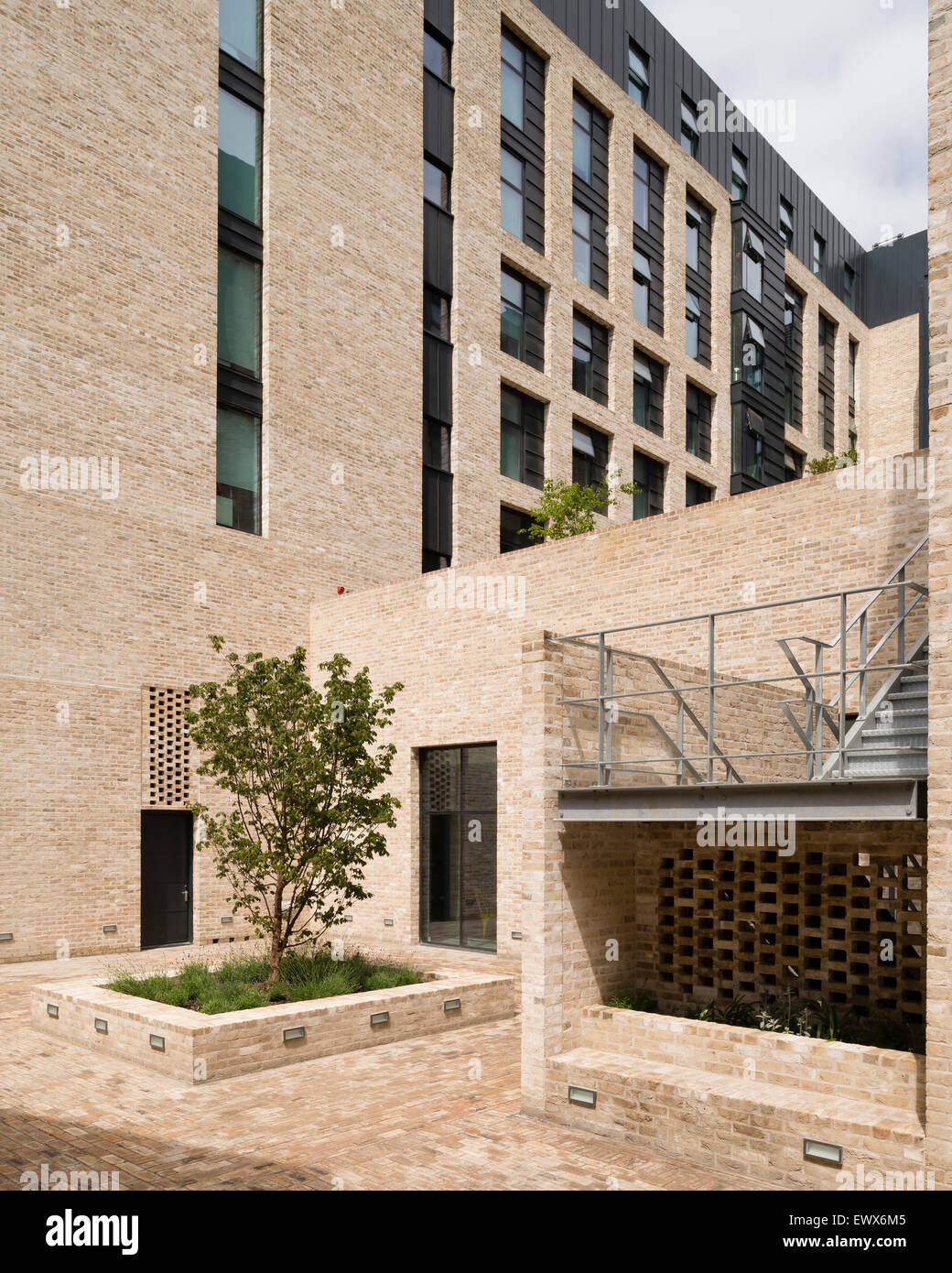 General view of exterior courtyard. Spring Mews Student Living, London ...