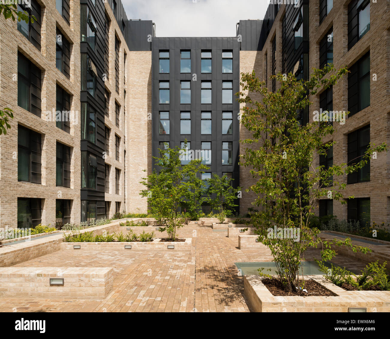 General view of exterior courtyard. Spring Mews Student Living, London ...