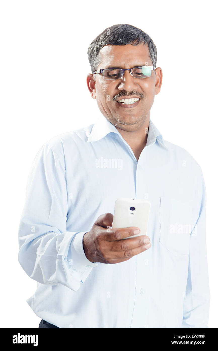 1 indian Business Man dialing Cell Phone Stock Photo - Alamy