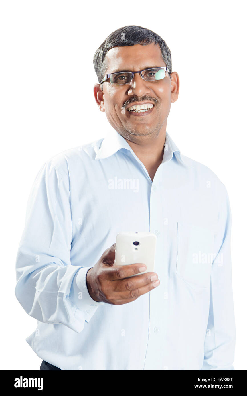 1 indian Business Man dialing Cell Phone Stock Photo - Alamy
