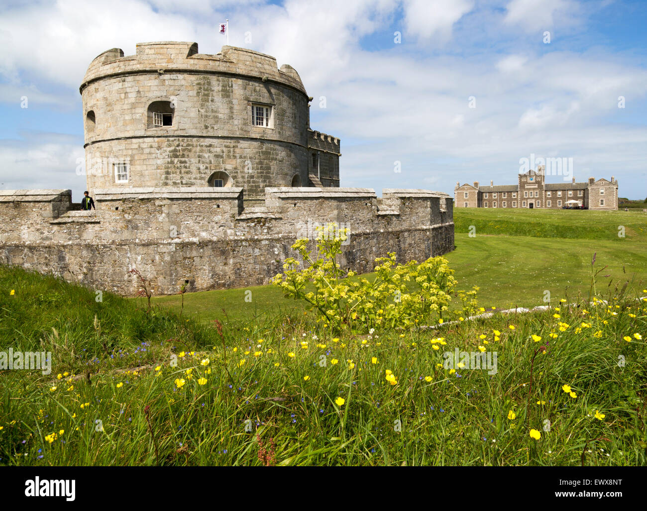 Historic buildings at Pendennis Castle, Falmouth, Cornwall, England, UK ...