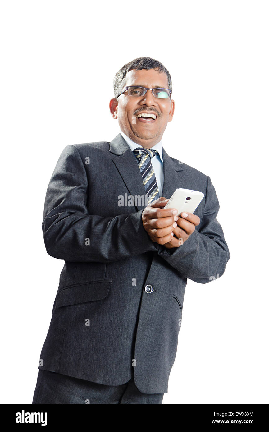 1 indian Business Man dialing Cell Phone Stock Photo - Alamy