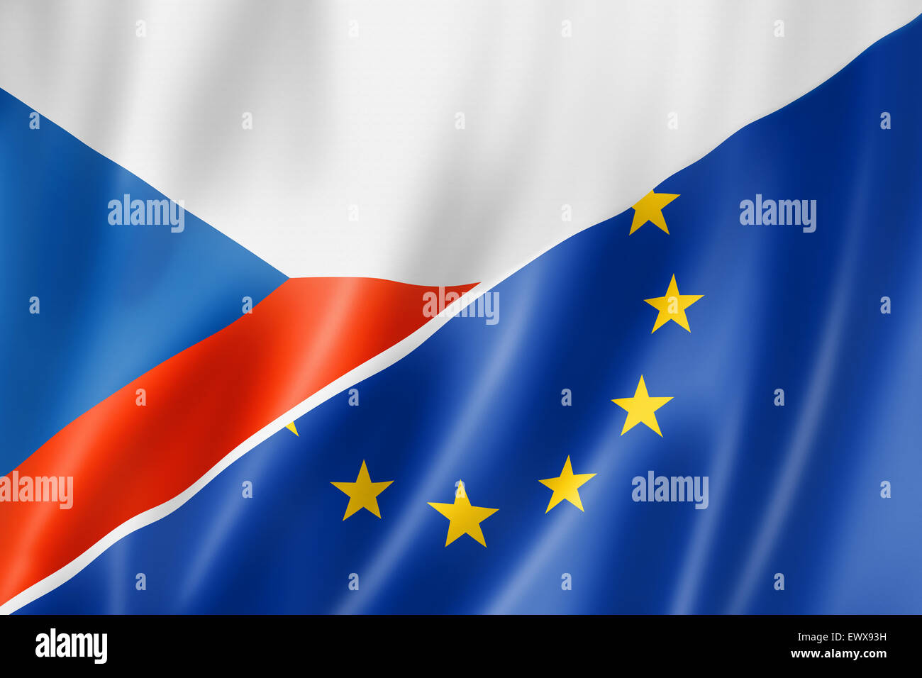 Mixed Czech Republic and european Union flag, three dimensional render ...