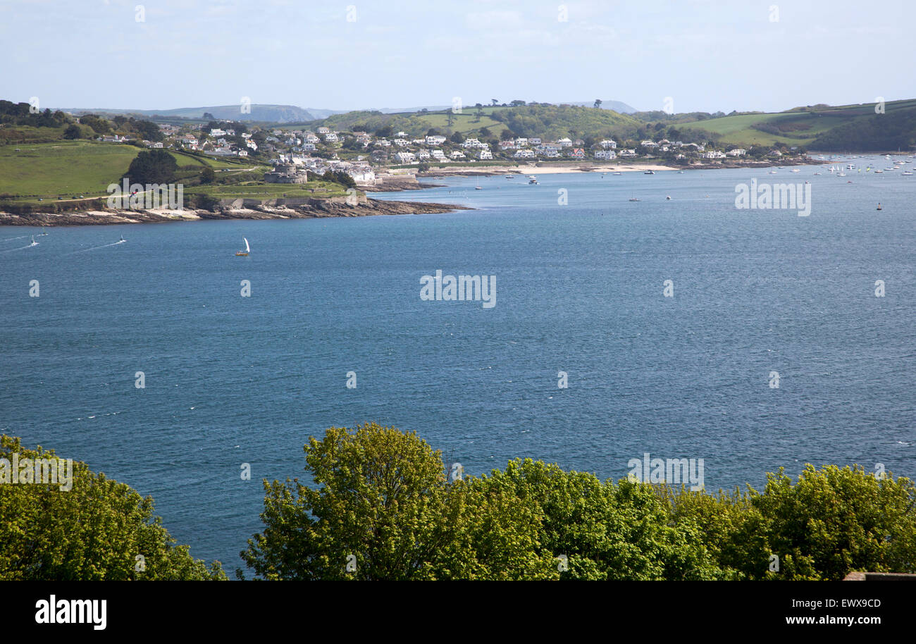 Sailing boats in River Fal estuary by St Mawes, view from Falmouth ...