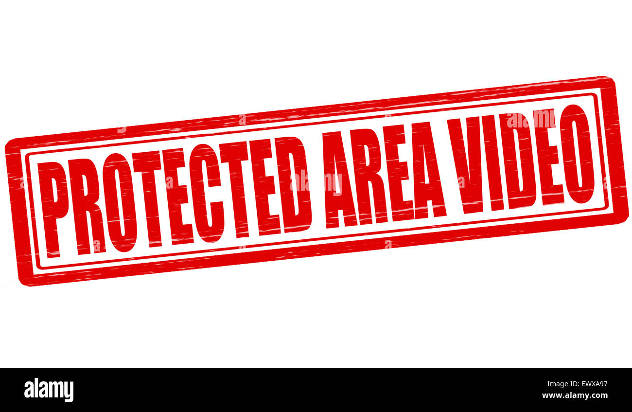 Stamp with text protected area video inside, illustration Stock Photo ...