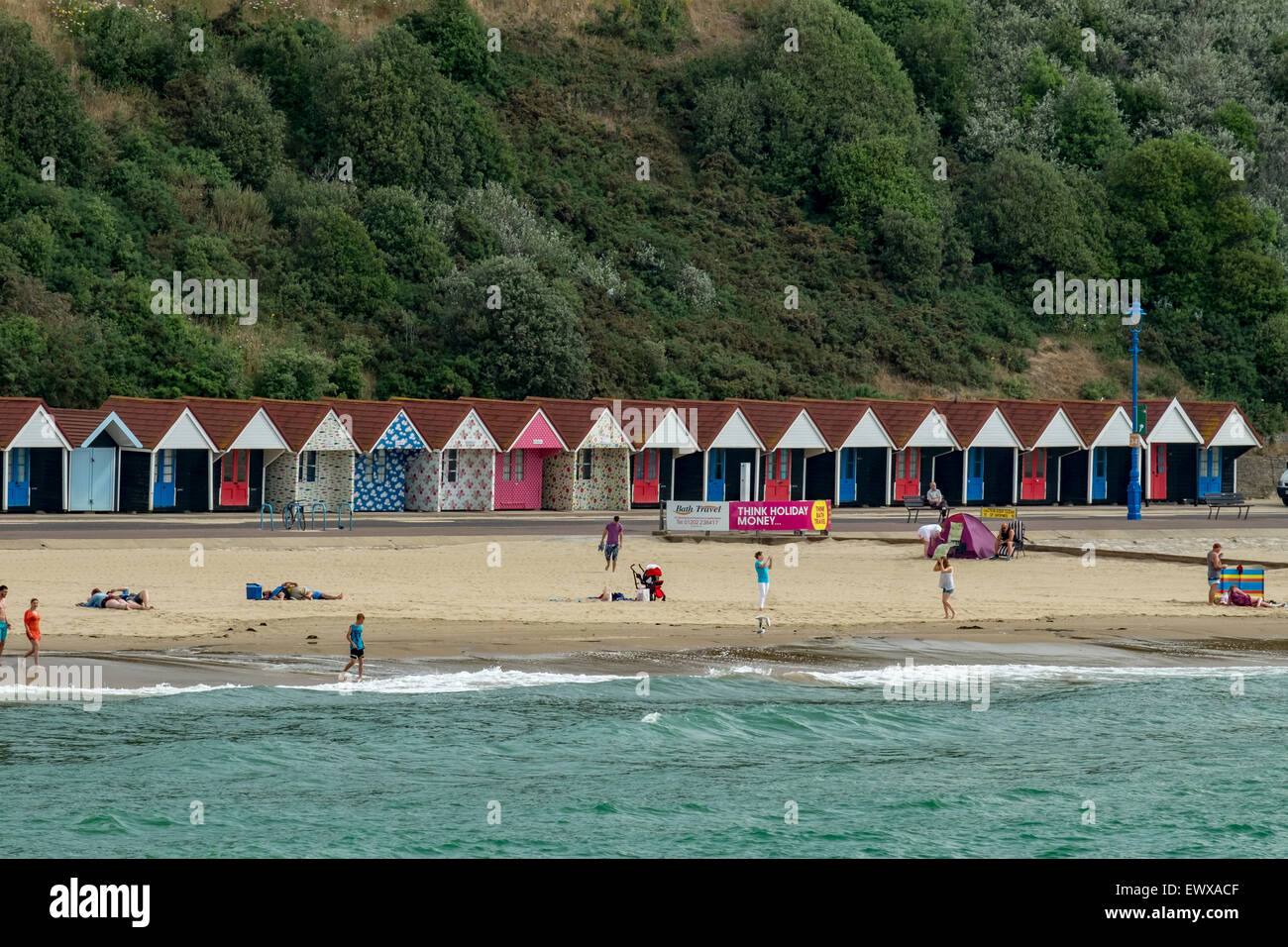 Colourful beach huts in Bournemouth Dorset Stock Photo - Alamy