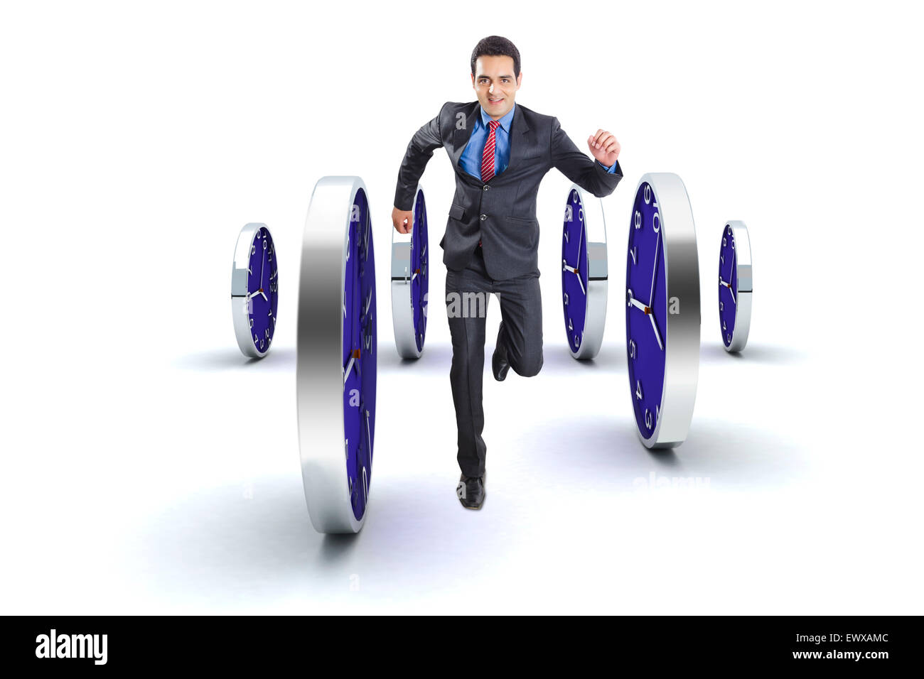 Man running on time Cut Out Stock Images & Pictures - Alamy