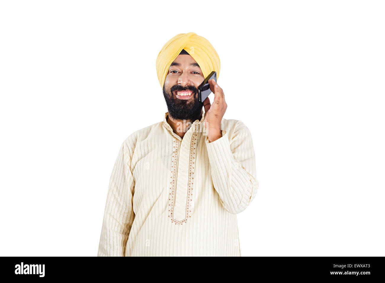 1 indian Punjabi man talking Cell Phone Stock Photo - Alamy