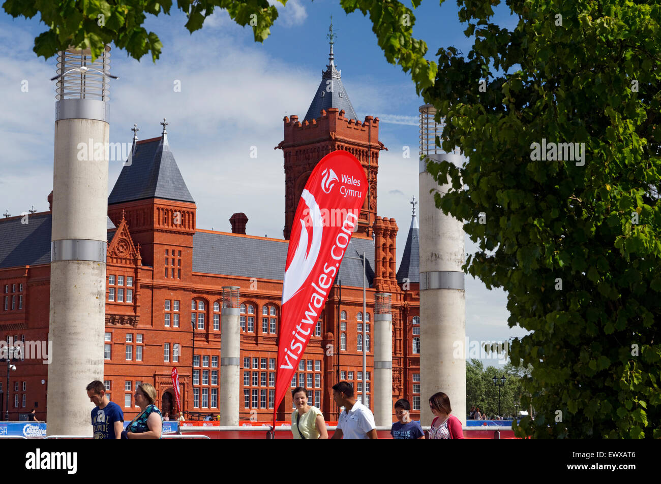 Visit Wales Banner and the Victorian Pierhead Building, Cardiff Bay ...
