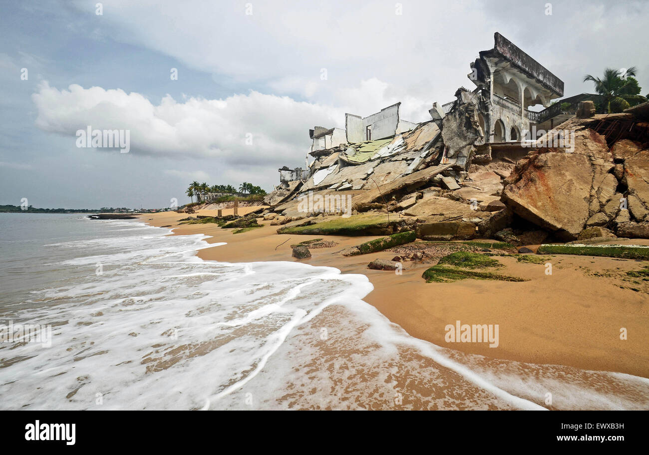 Coastal erosion caused by sand mining along beaches outside Freetown ...