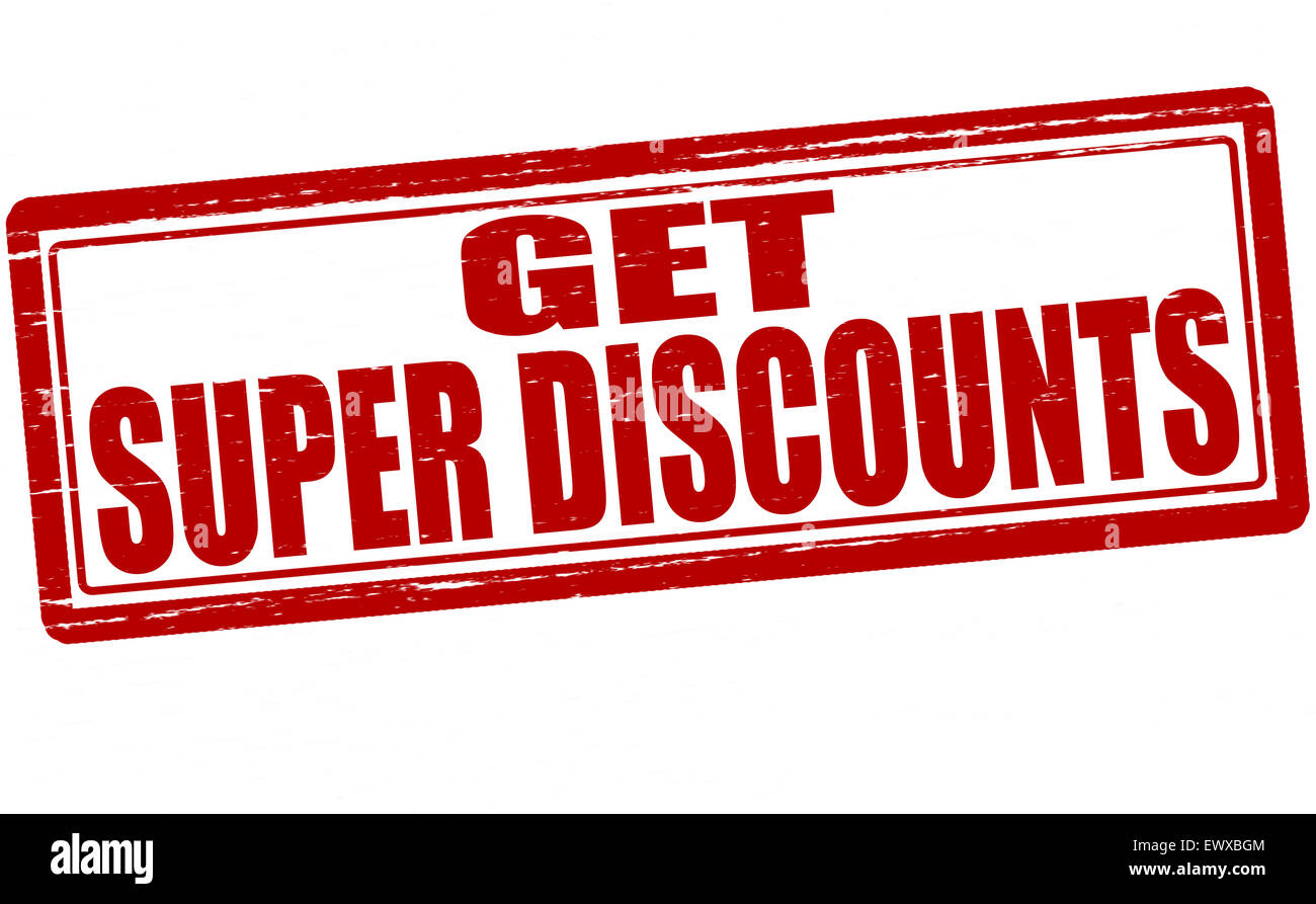 Stamp with text get super discounts inside, illustration Stock Photo ...