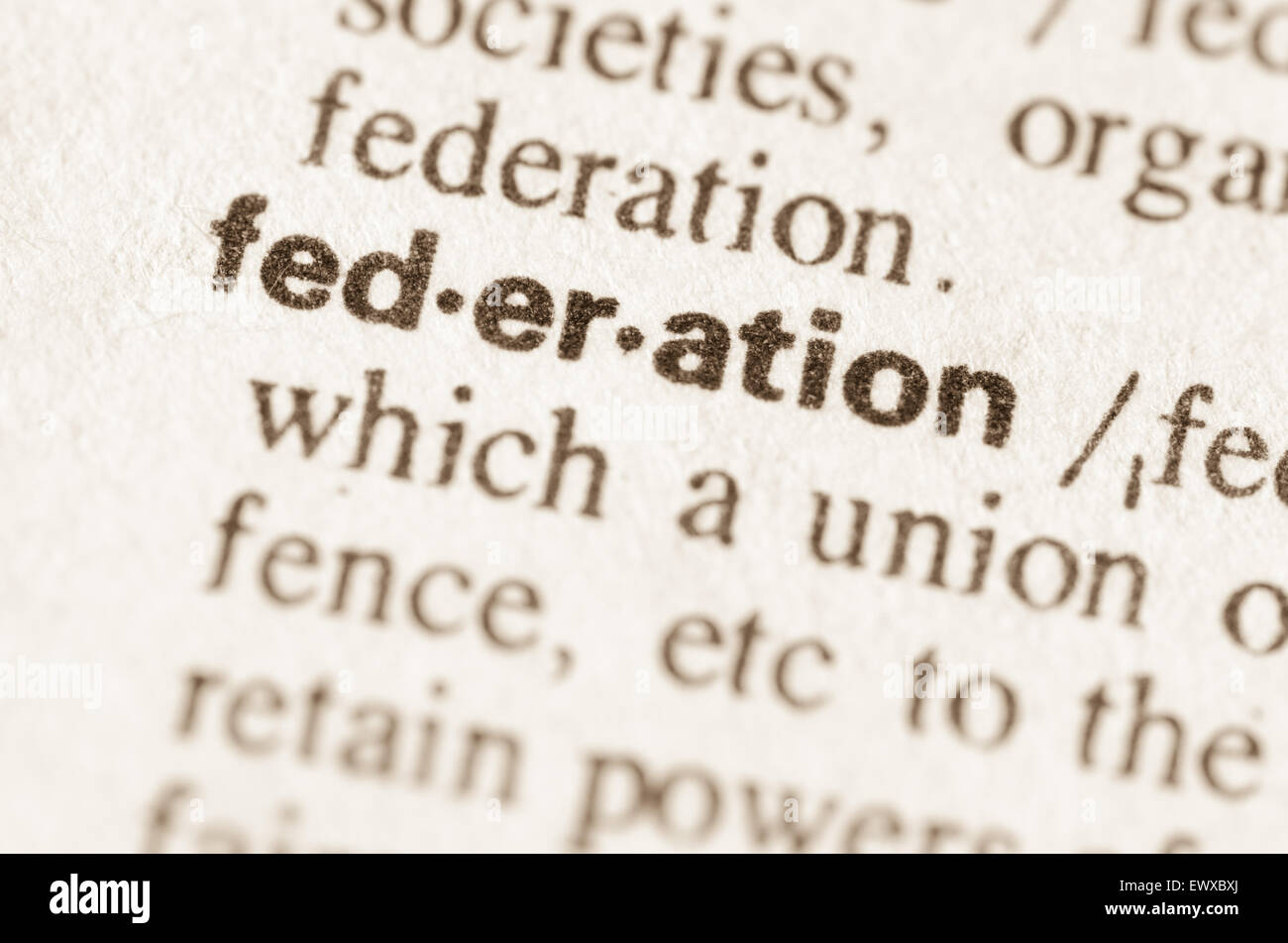 Definition of word federation in dictionary Stock Photo - Alamy