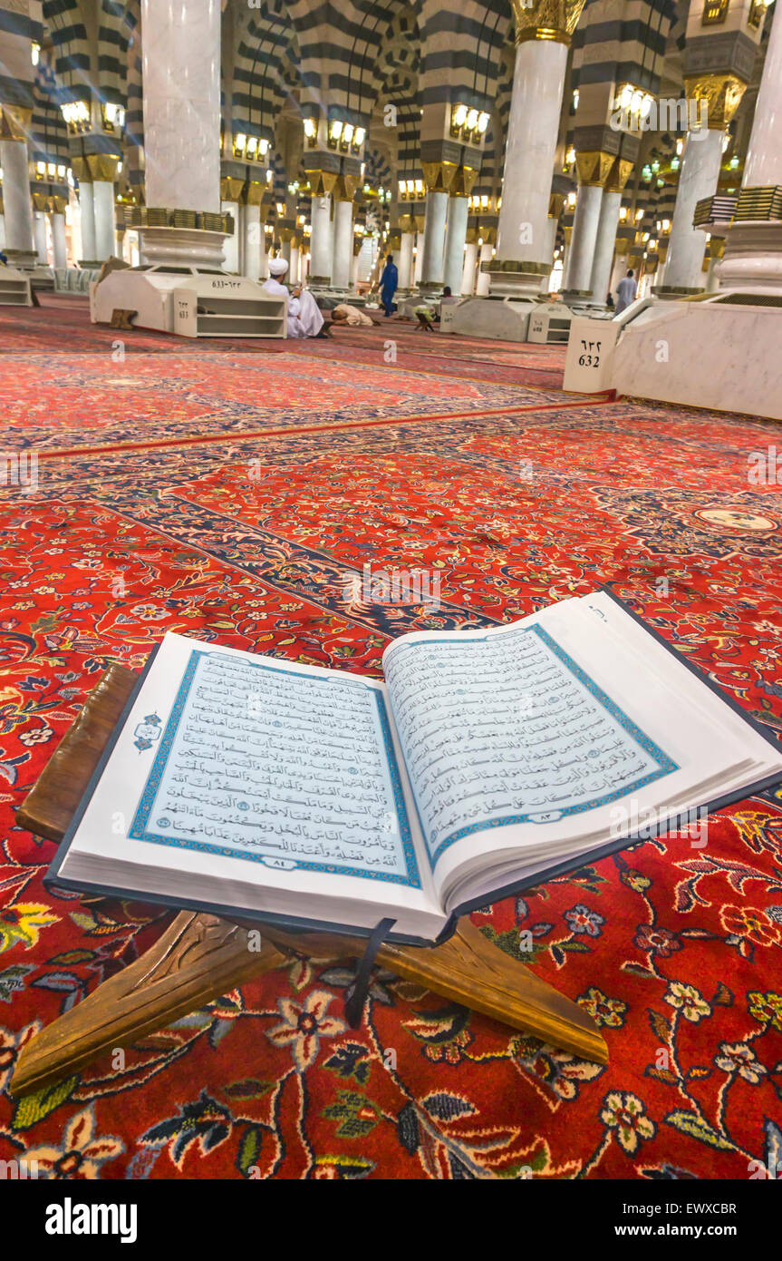 Medina Saudi Arabia March 08 2015 A Quran Inside Nabawi Mosque