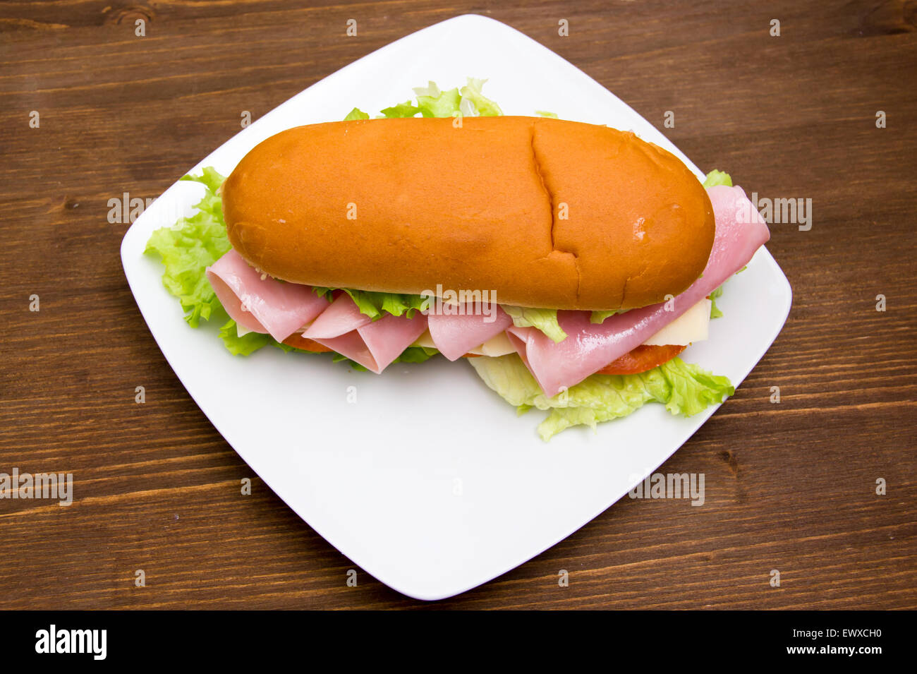 Ham sandwich plate isolated from above hi-res stock photography and ...