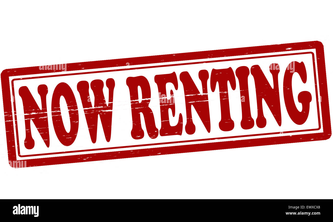 Stamp with text now renting inside, illustration Stock Photo - Alamy