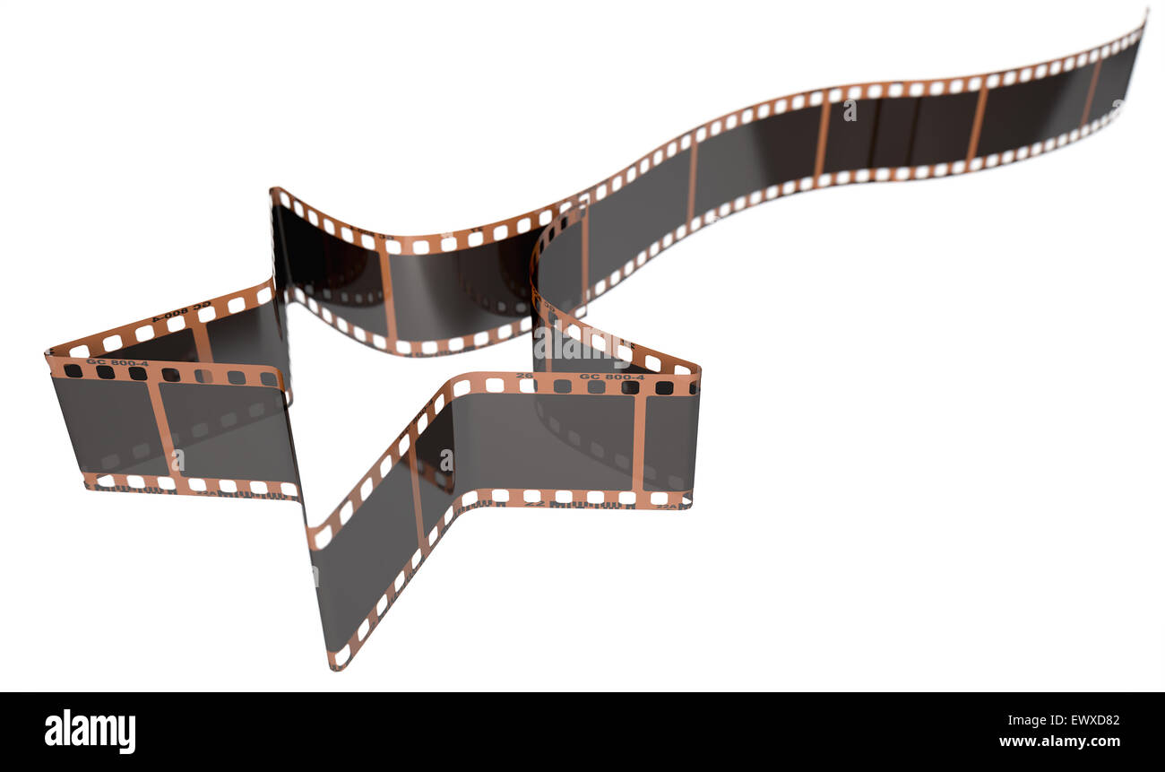A strip of blank old vintage camera film curled into the shape of a ...
