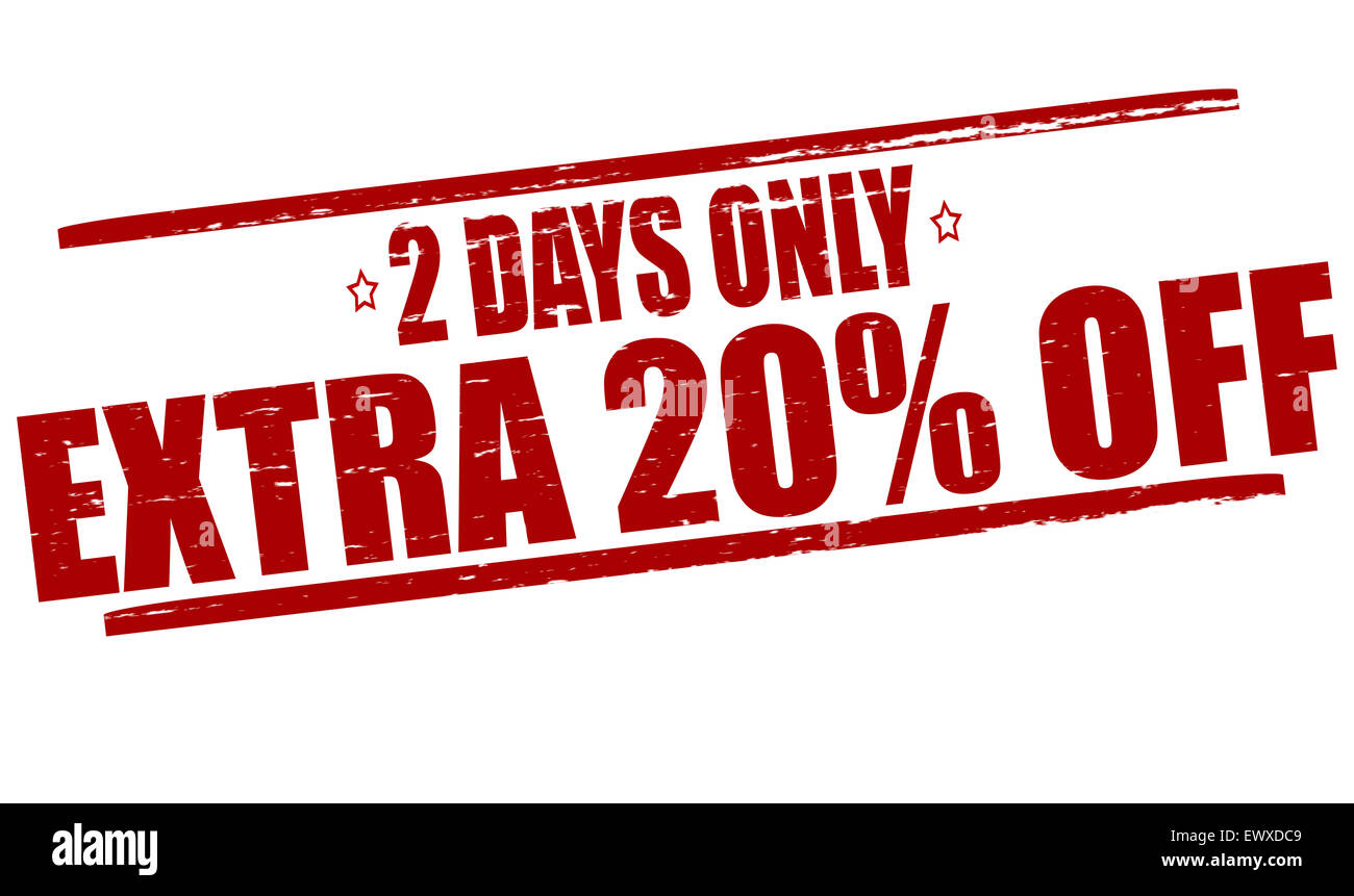 Stamp with text two days extra only inside, illustration Stock Photo ...