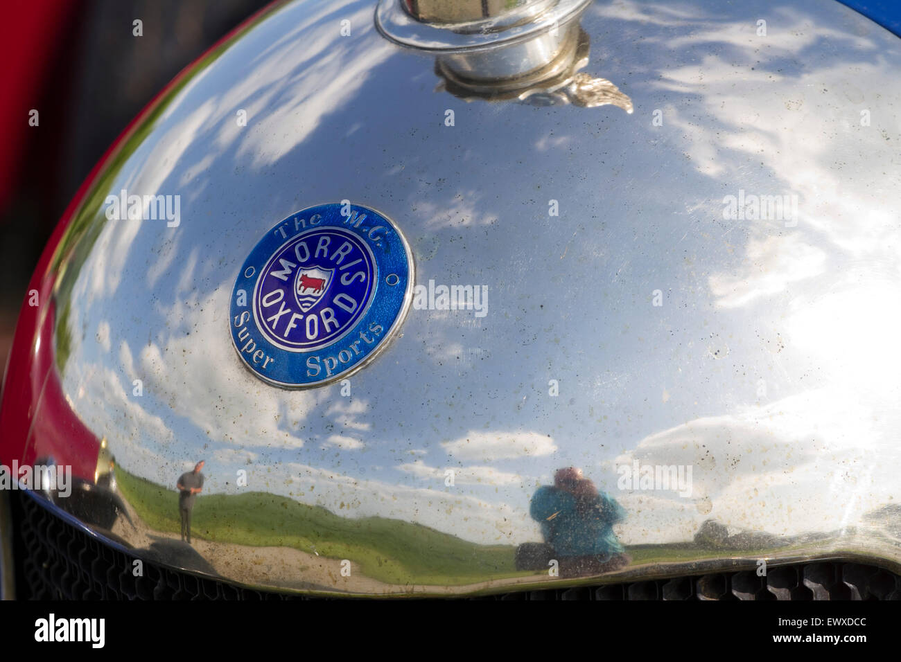 Badge on a very early MG/Morris radiator Stock Photo - Alamy