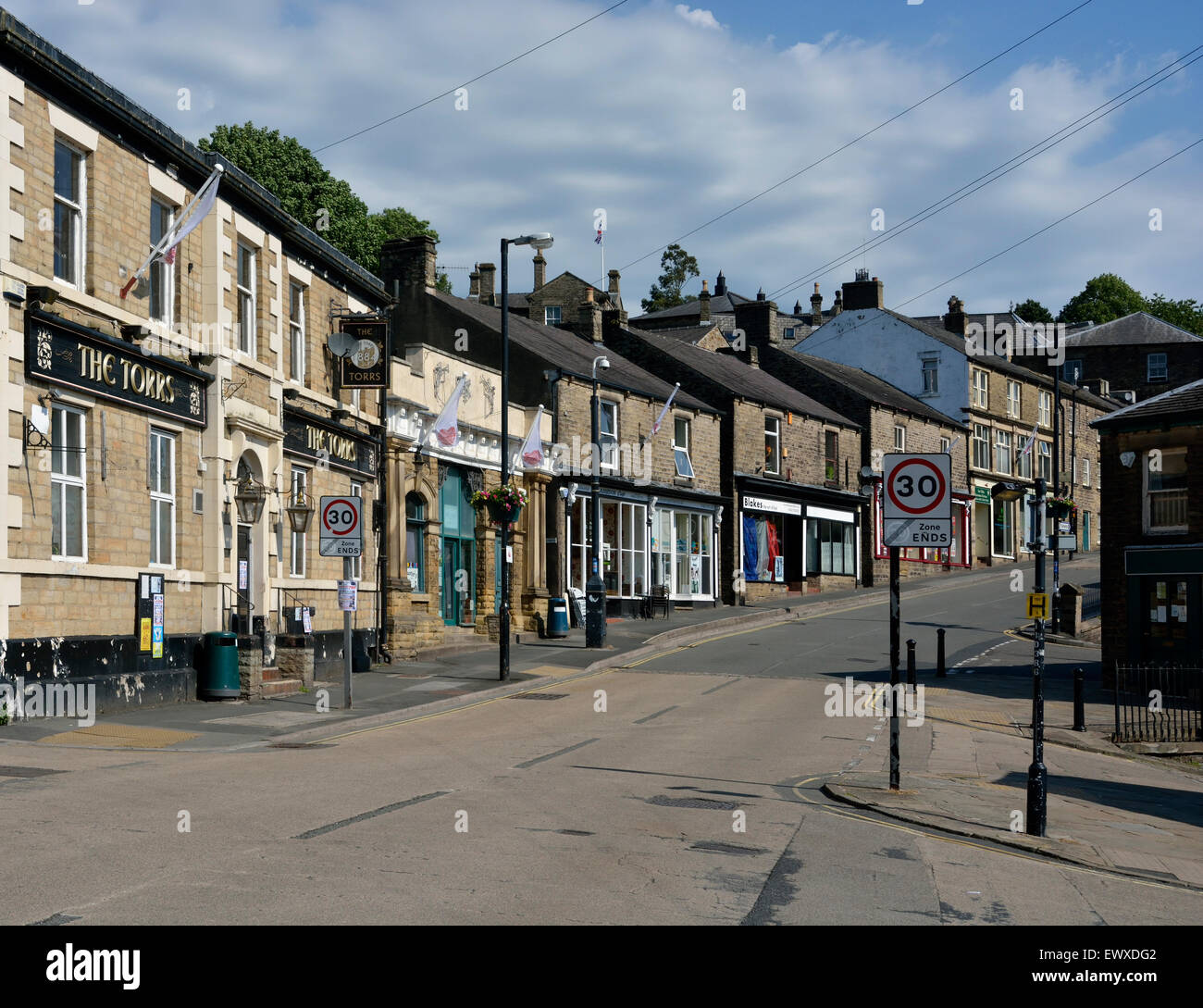 market street in new mills, high peak, derbyshire Stock Photo - Alamy