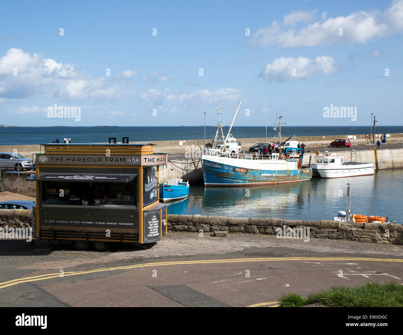 Boats in the harbour at Seahouses, Northumberland, England, UK Stock ...