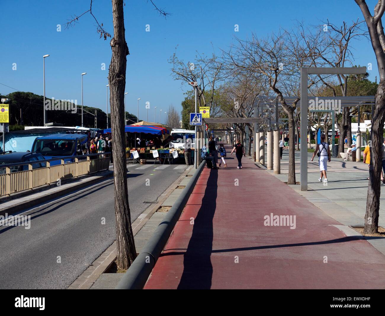 Market on the promenade in Santa Susanna, Spain Stock Photo - Alamy