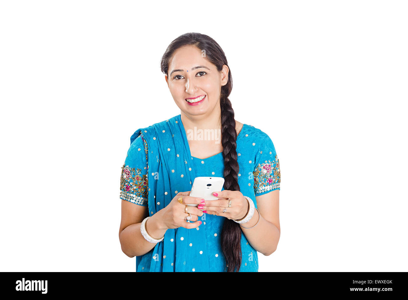 1 indian Punjabi woman dialing Cell Phone Stock Photo - Alamy