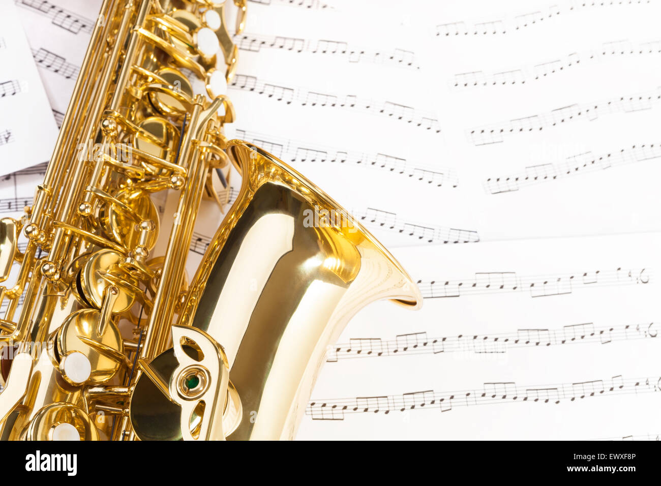 Beautiful alto saxophone with detailed keys, bell Stock Photo - Alamy