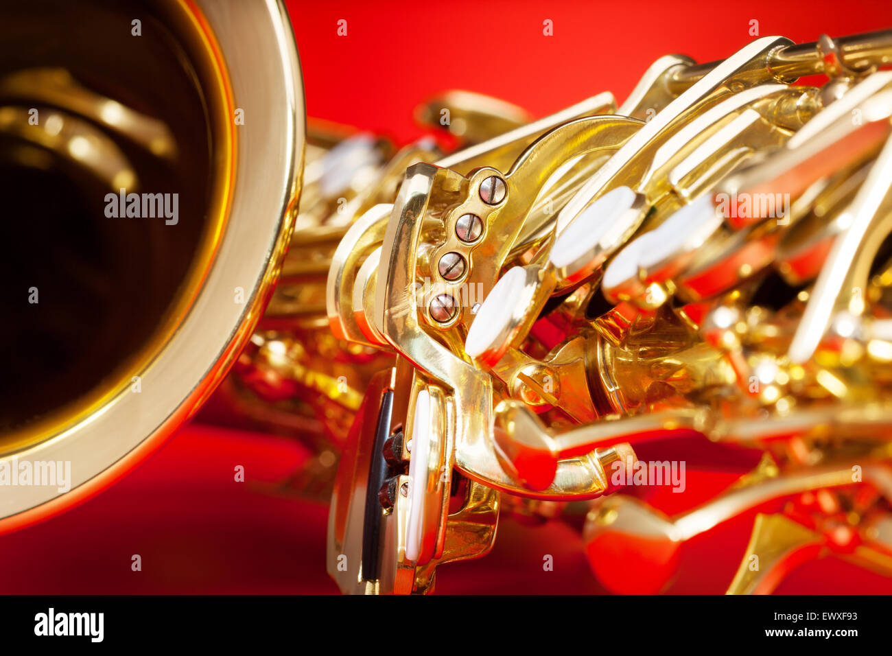 Close-up detailed view of saxophone with bell Stock Photo - Alamy