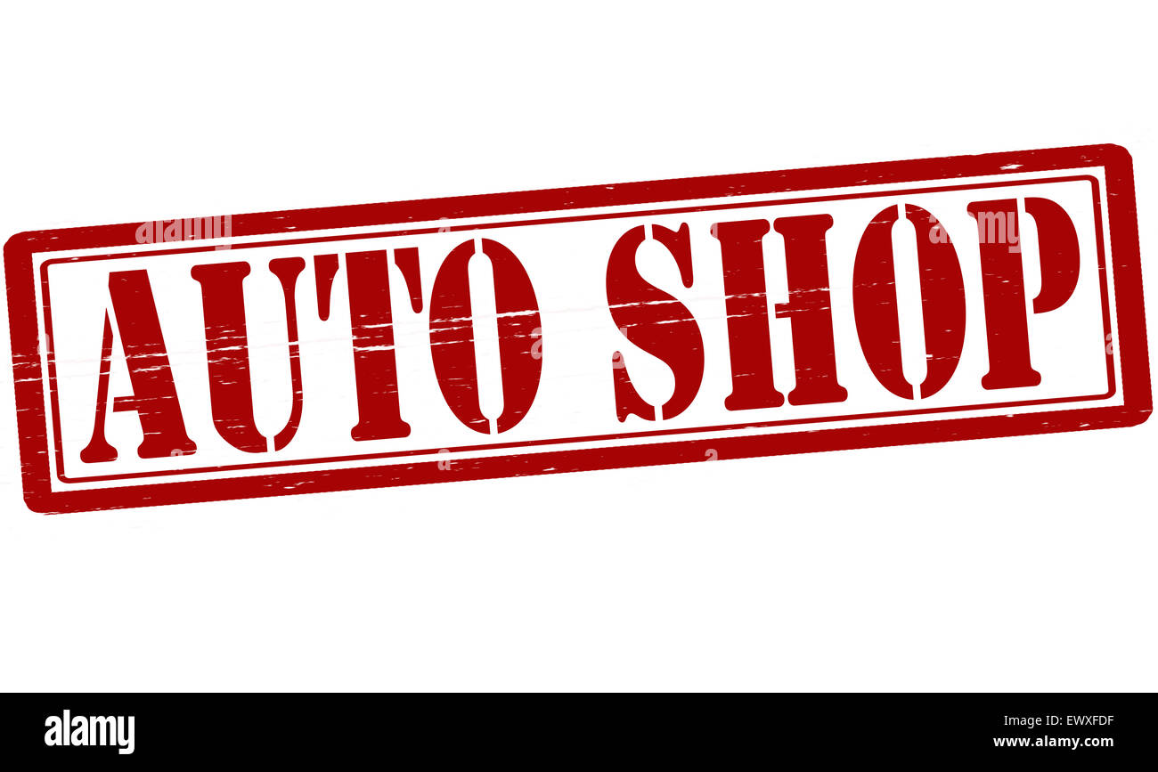 Stamp with text auto shop inside, illustration Stock Photo - Alamy