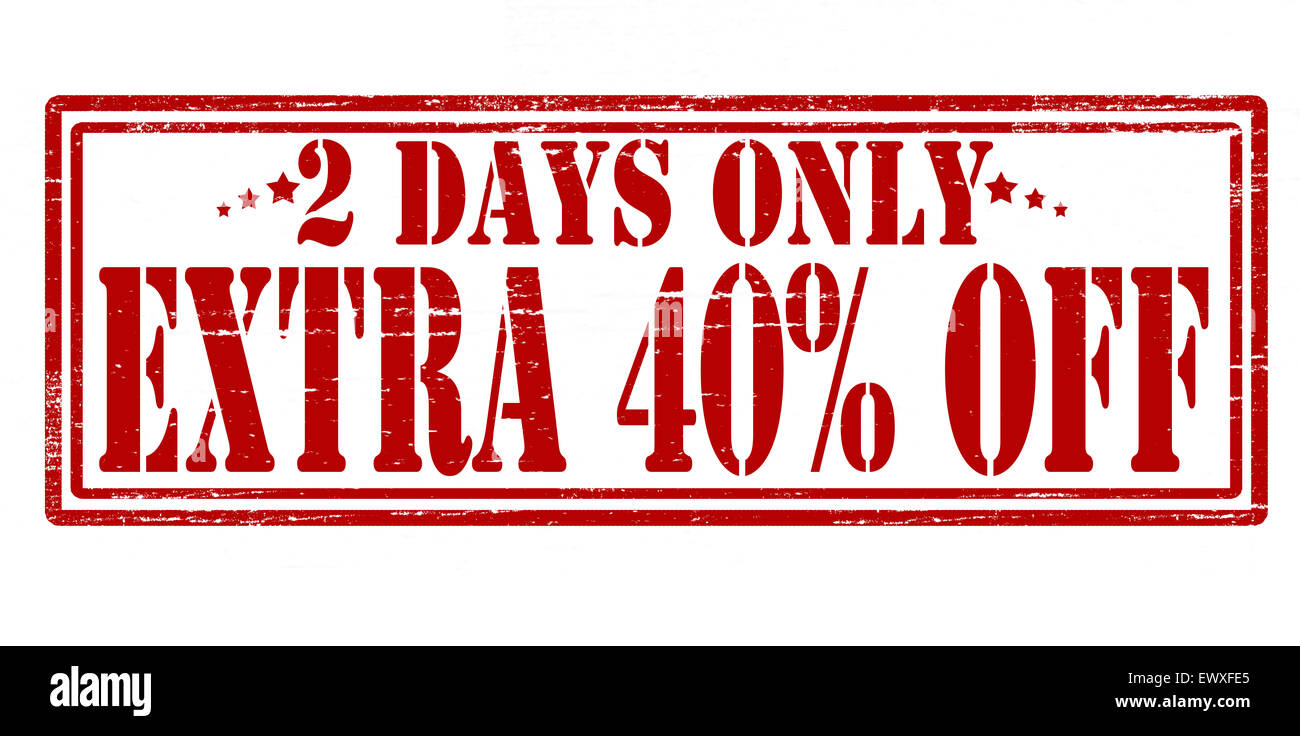 Stamp with text two days extra only inside, illustration Stock Photo ...