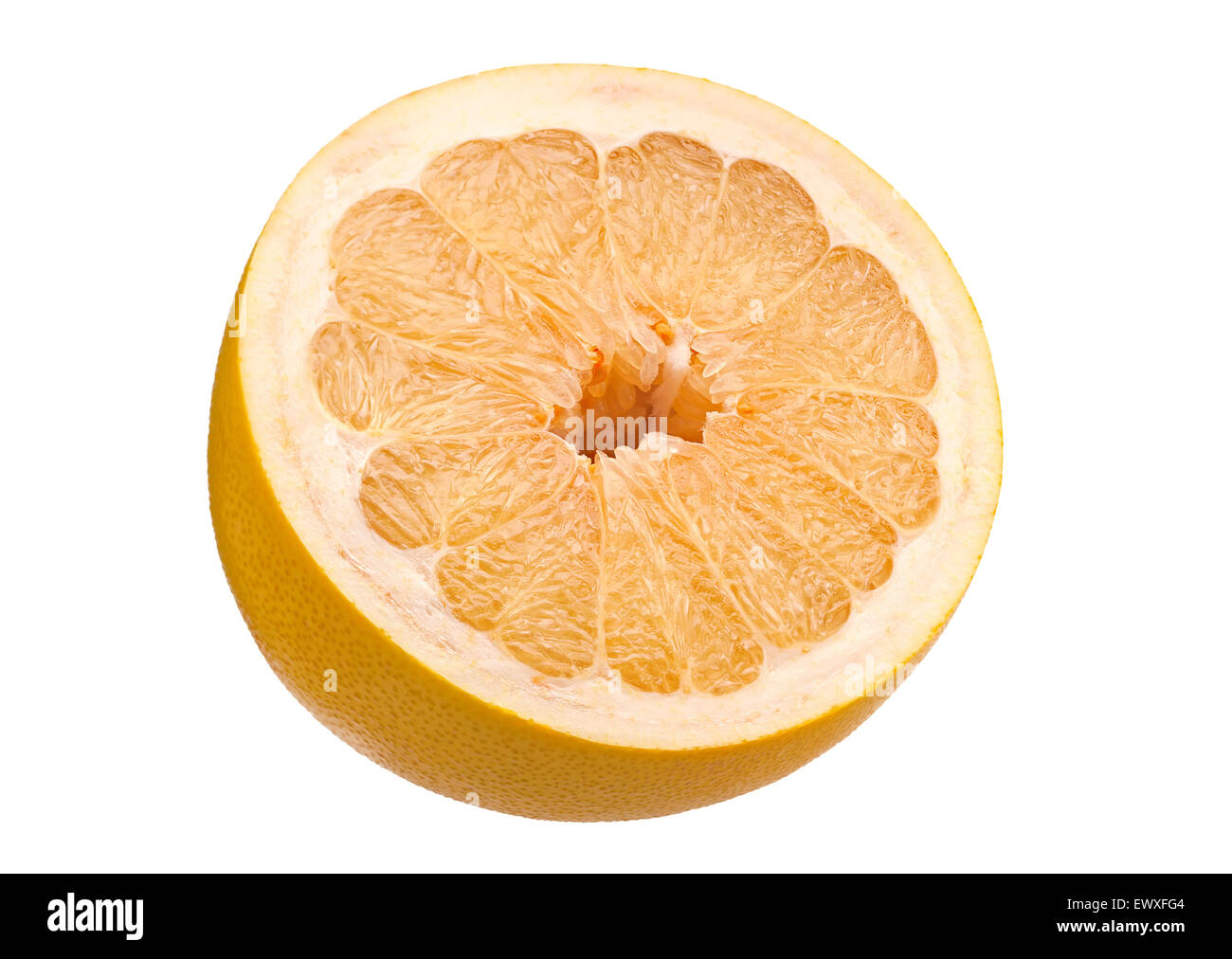 Pomelo citrus fruit slice closeup isolated on white Stock Photo - Alamy