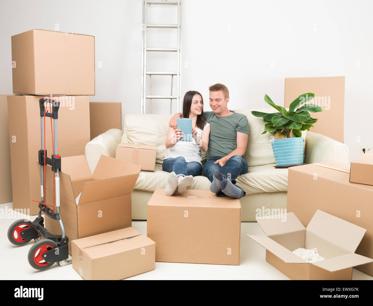 Modern interior with moving decorations hi-res stock photography and ...