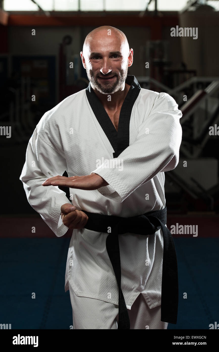 Mature Man Practicing His Karate Moves Stock Photo - Alamy