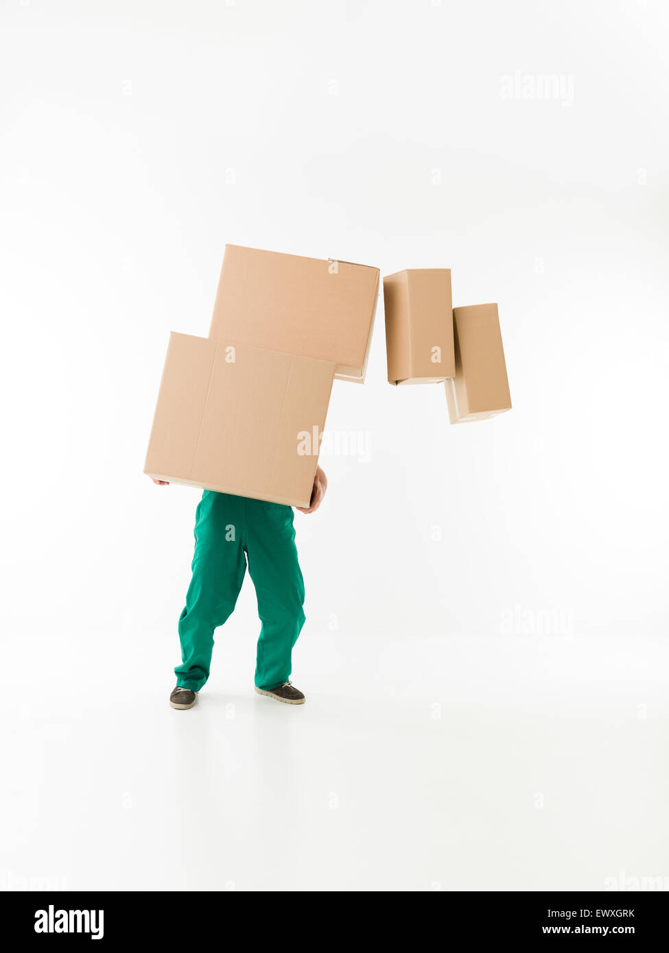 Delivery man falling stack boxes hi-res stock photography and images ...