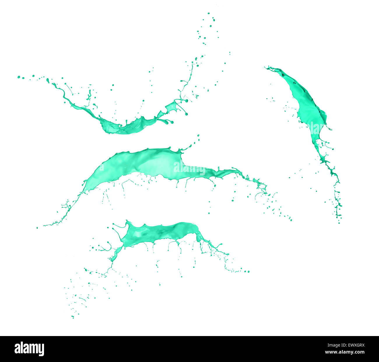 Beautiful collection of green paint splashes isolated on white ...