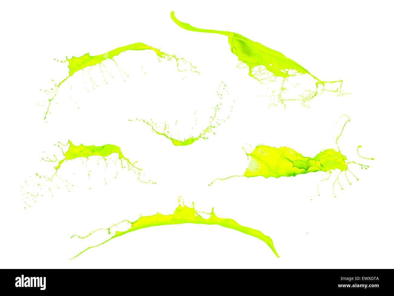 Beautiful collection of green paint splashes isolated on white ...