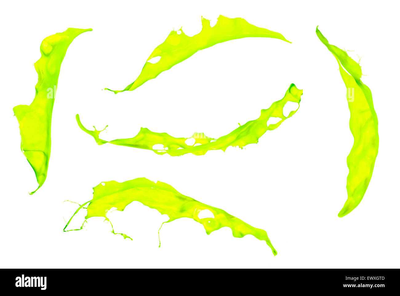 Beautiful collection of green paint splashes isolated on white ...