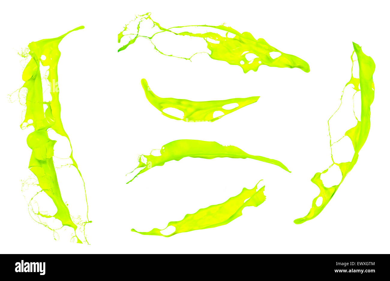 Beautiful collection of green paint splashes isolated on white ...