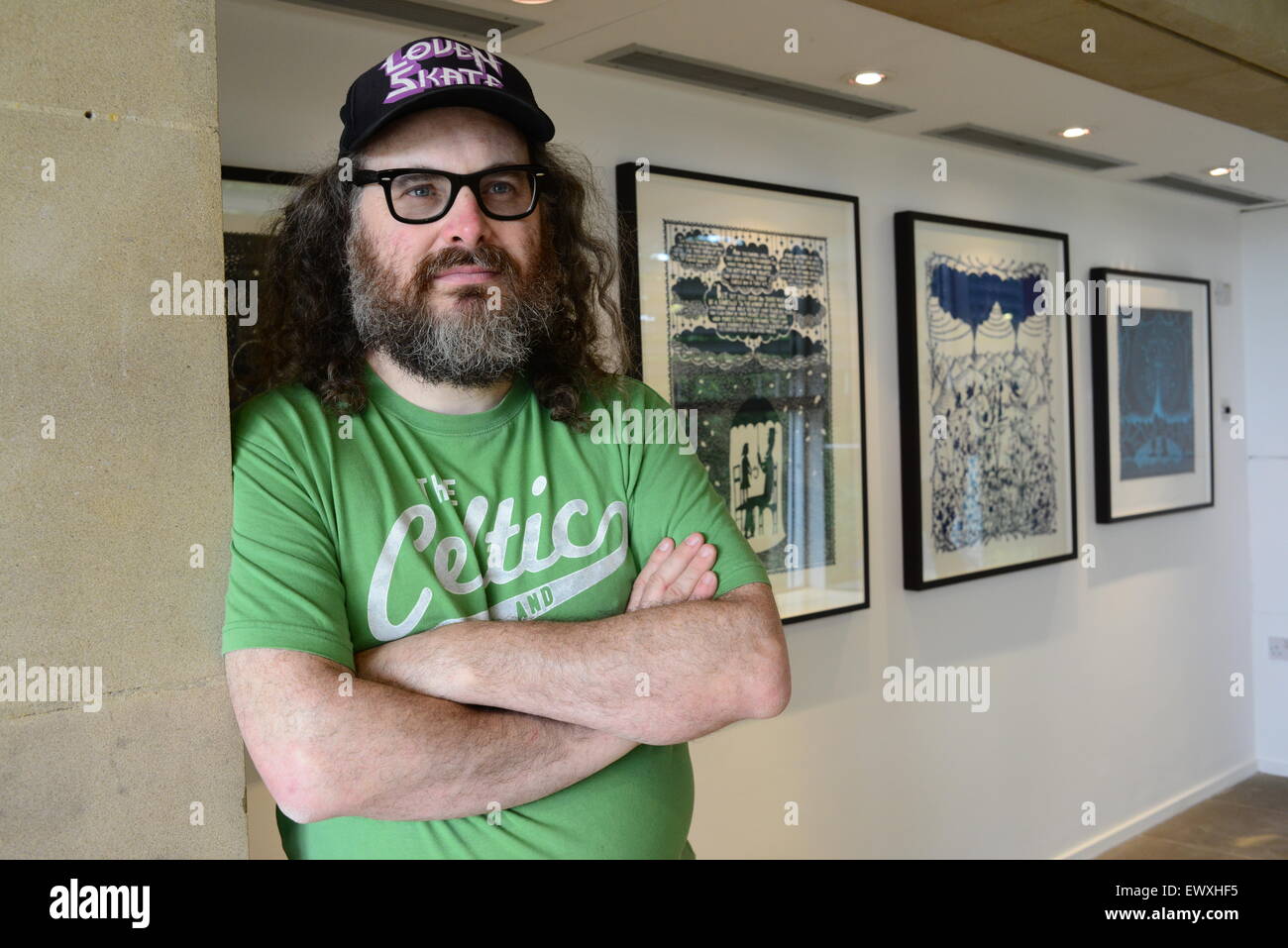 Fine artist Rob Ryan is shown at Yorkshire Sculpture Park with some of ...