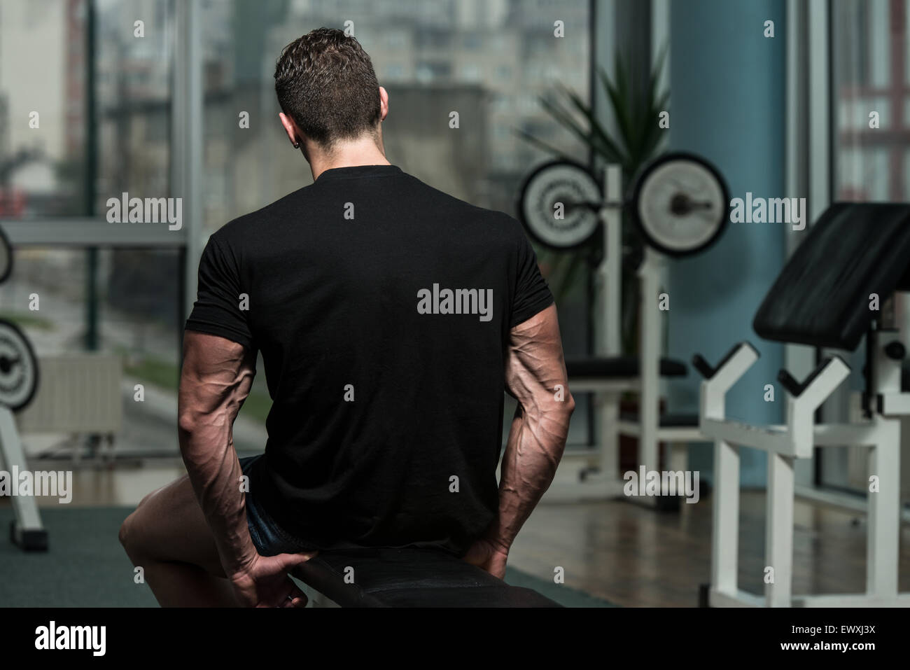 Healthy Young Men Resting In Health Club Stock Photo - Alamy