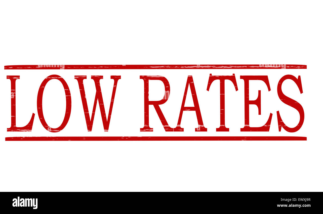 Stamp with text low rates inside, illustration Stock Photo - Alamy