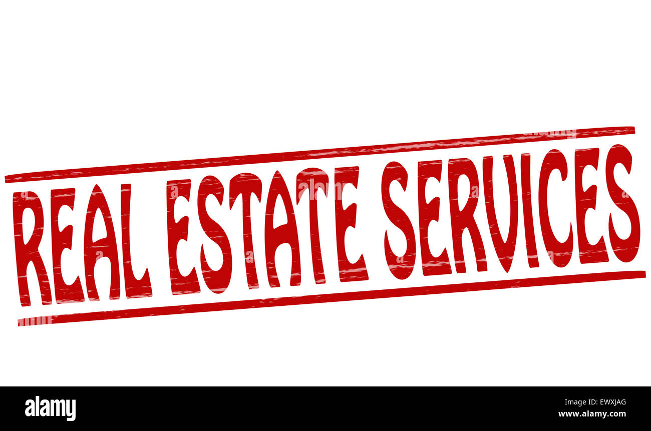 Stamp with text real estate services inside, illustration Stock Photo ...