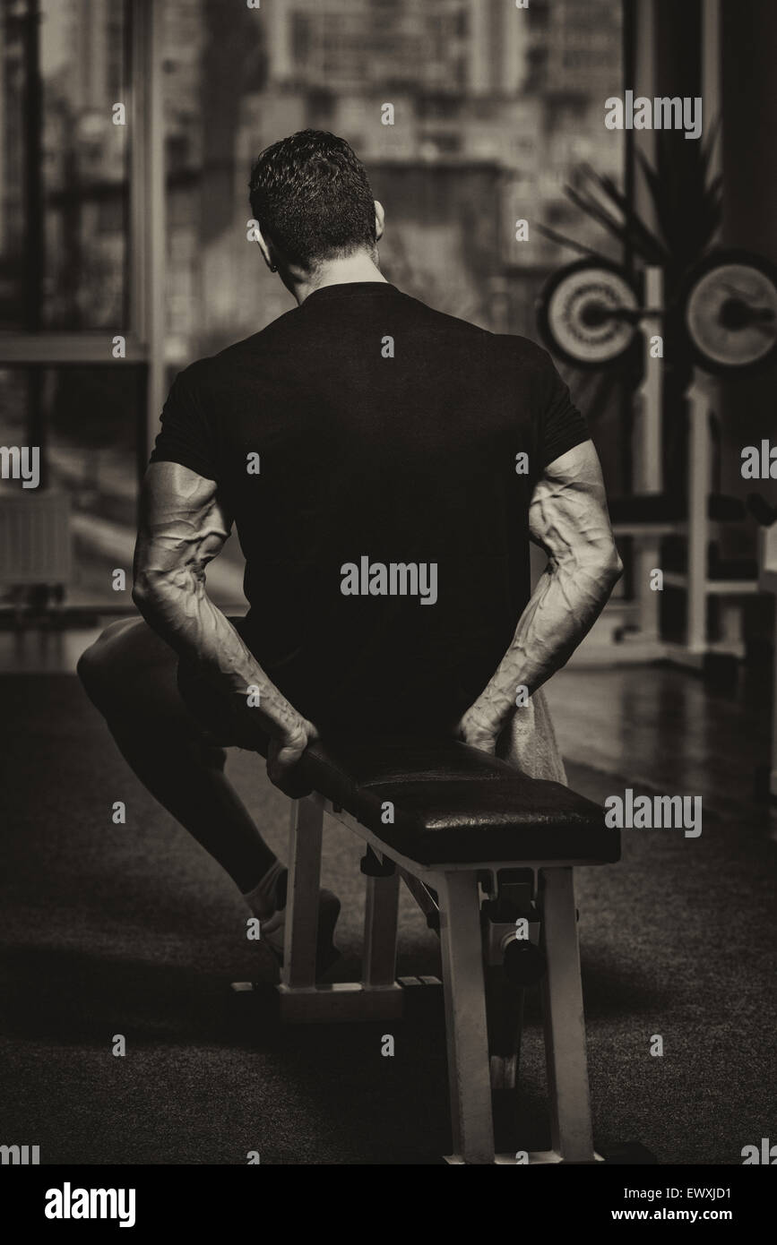 Healthy Young Men Resting In Health Club Stock Photo - Alamy