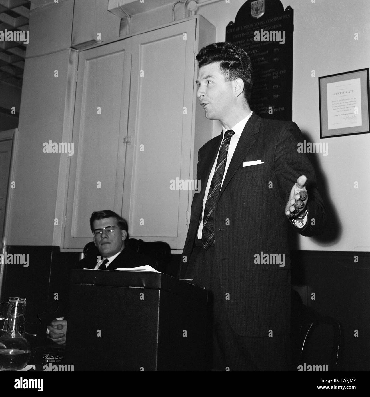 Peter Griffiths, Conservative MP for Smethwick, speaking at a young ...
